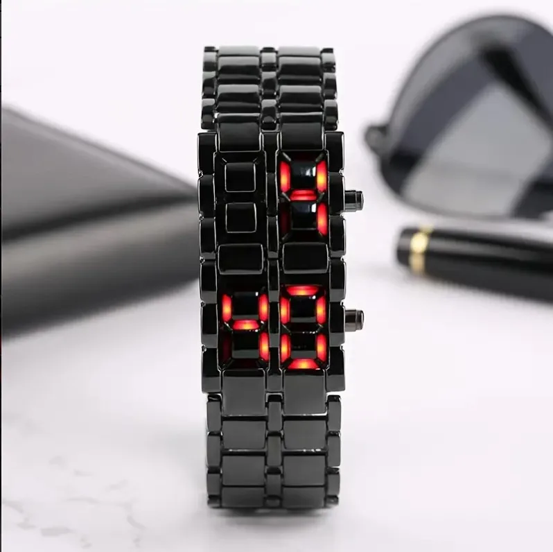Unisex Luxury LED Display Wristwatch - Red Blue LED Dial