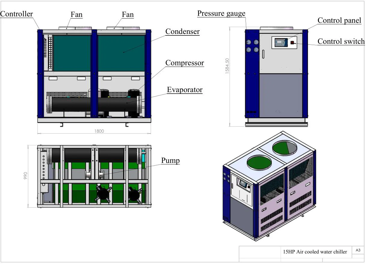 10hp Air Chiller Machines Industrial Air Cooled Water Chiller For ...
