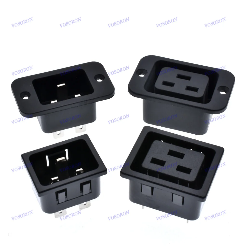 Black 16A 250V IEC-C19/C20 Universal Panel Mount Adaptor Plug Connector ...