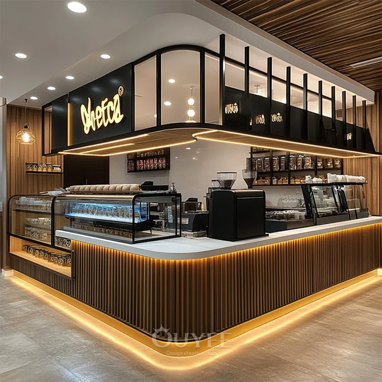 Custom Fancy Ice Cream Bubble Tea Juice Shop Interior Design