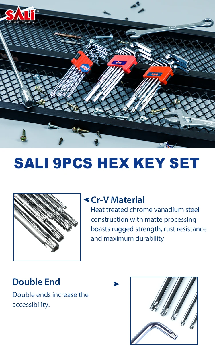 Hinged Case Double End Cr-v Material Long L-shaped 9pcs Satr End Hex ...