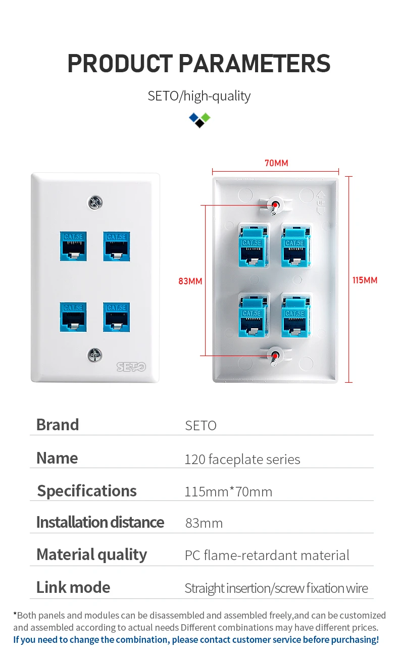 Seto American Face Plate Four-port Cat5e Rj45 Directly Inserted Into ...