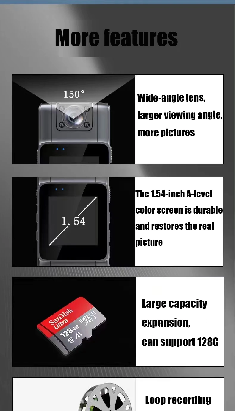 2K Body Camera WIFI Body Camera IPS Screen Body Worn Camera with Night ...