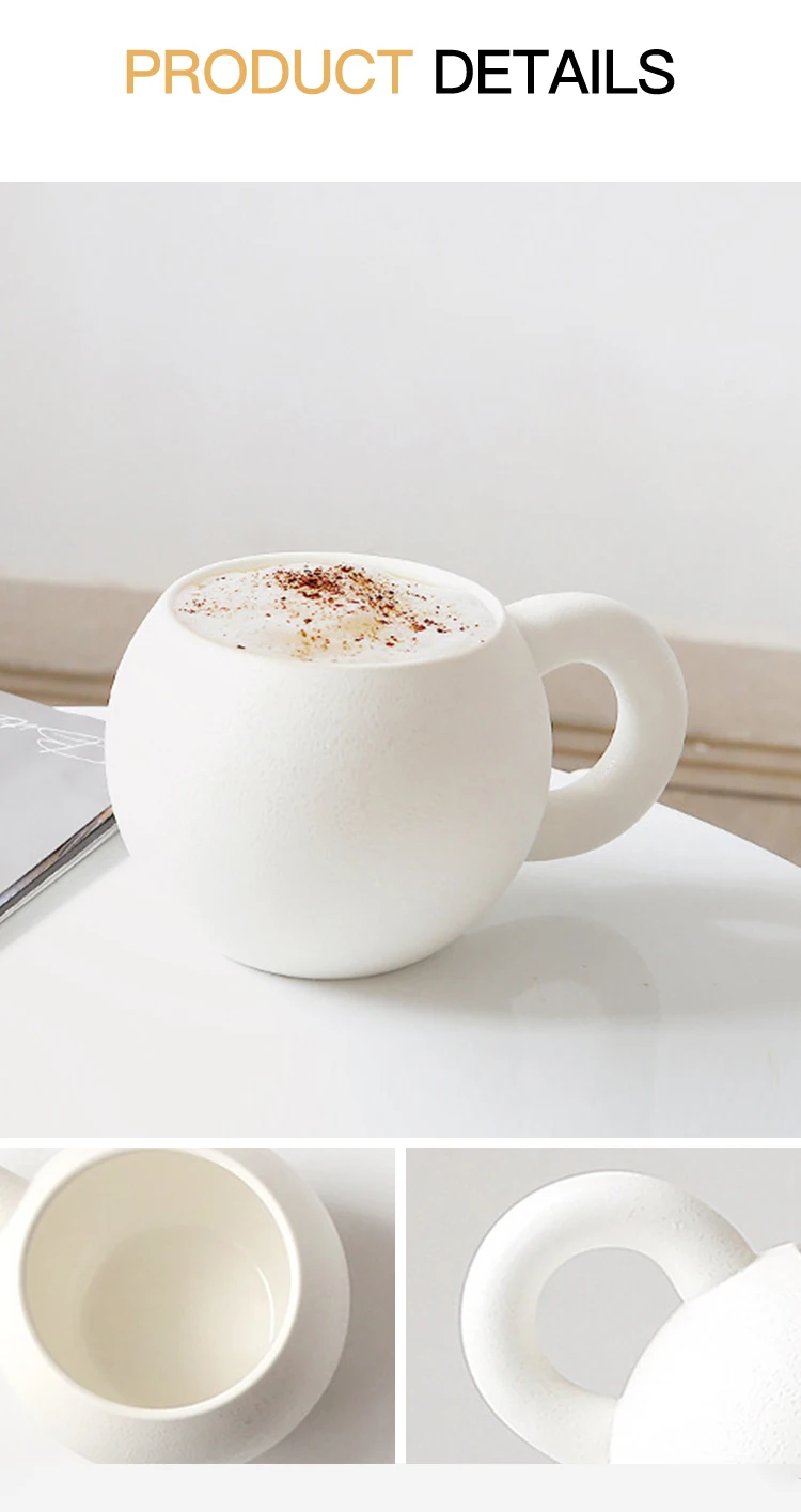 Custom Logo White Matte Frosted Porcelain Cup - Big Ear Mug