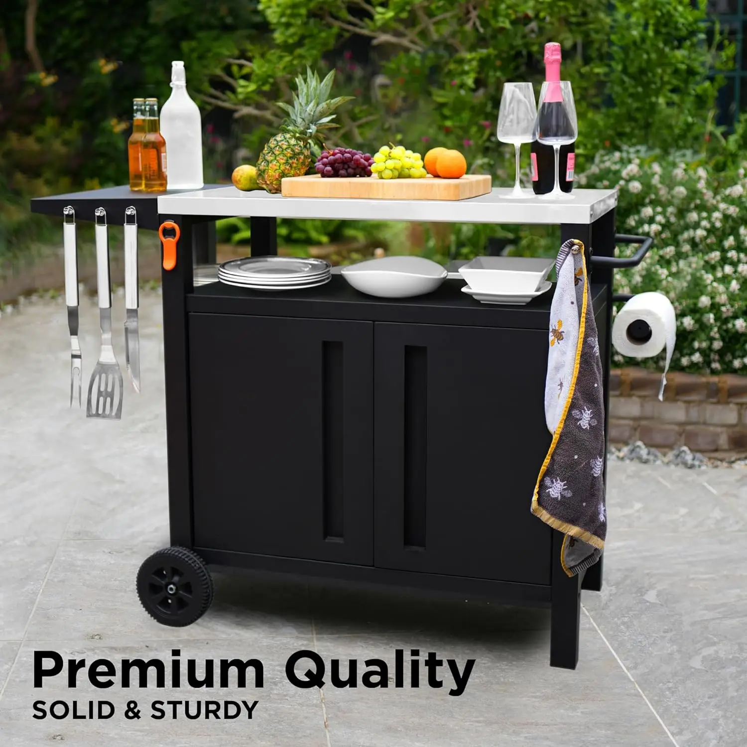 Shelf Movable Outdoor Prep Table, Pizza Oven Table, BBQ Grilling Table ...