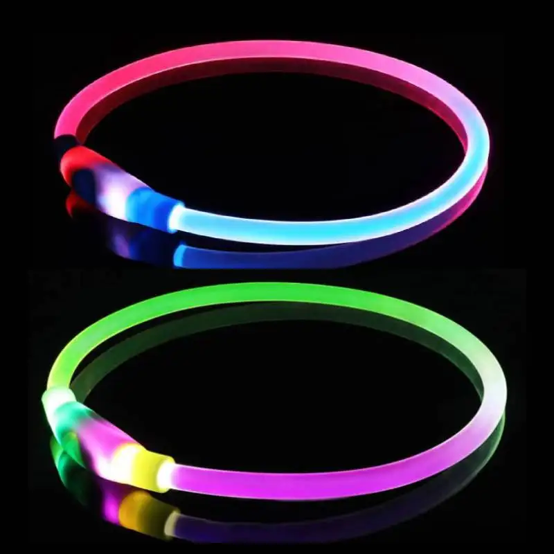 Pet Supplies Dual RGB Color LED Light up Dog Collar Waterproof Cat ...