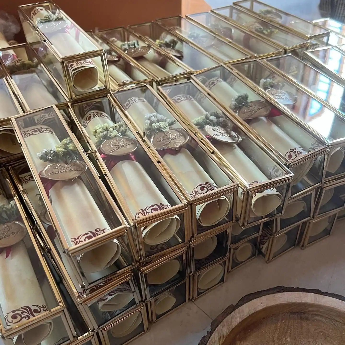 Gold Frame Clear Glass Box For Wedding Invitations Birthday Invitations ...