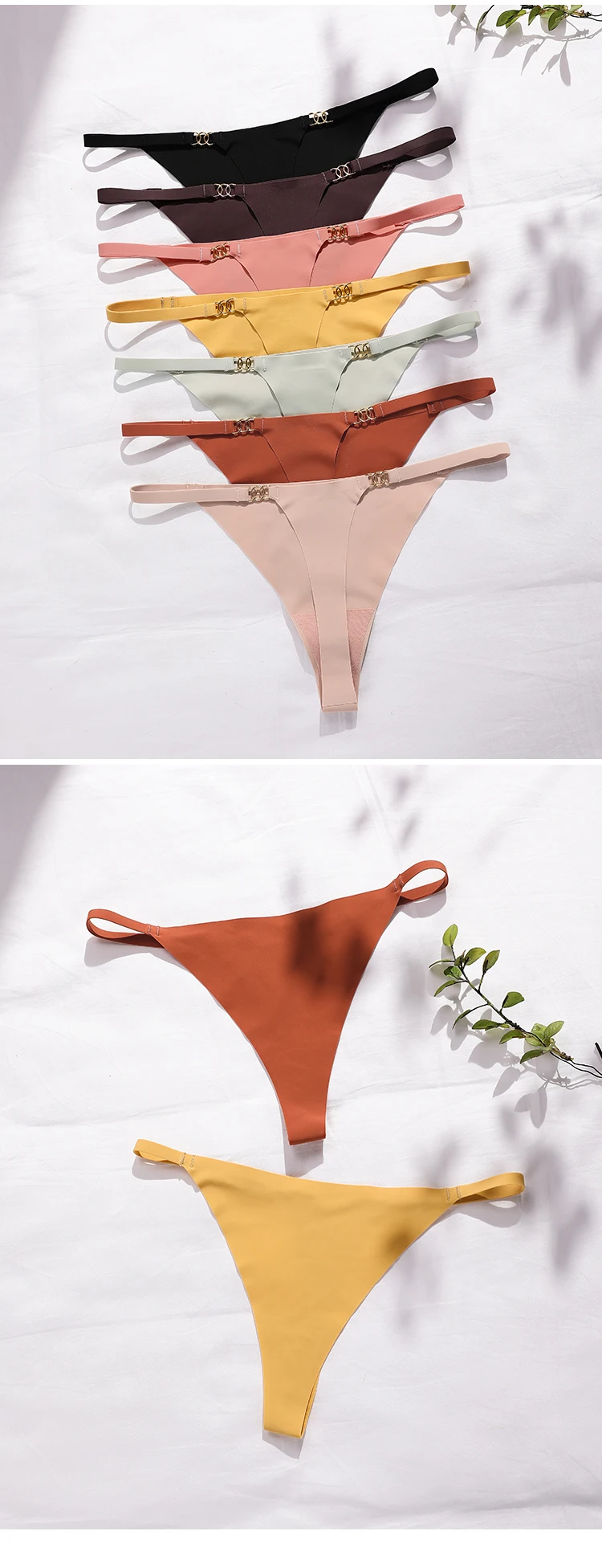 Hot Sale Metal Ring Decoration Brazilian Underwear Nude T Back Seamless