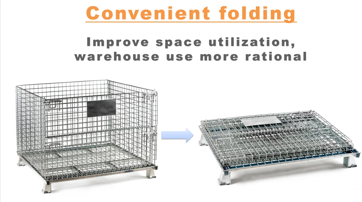Wire Mesh Container Cage Warehouse Heavy Duty Stacking Folding Metal ...