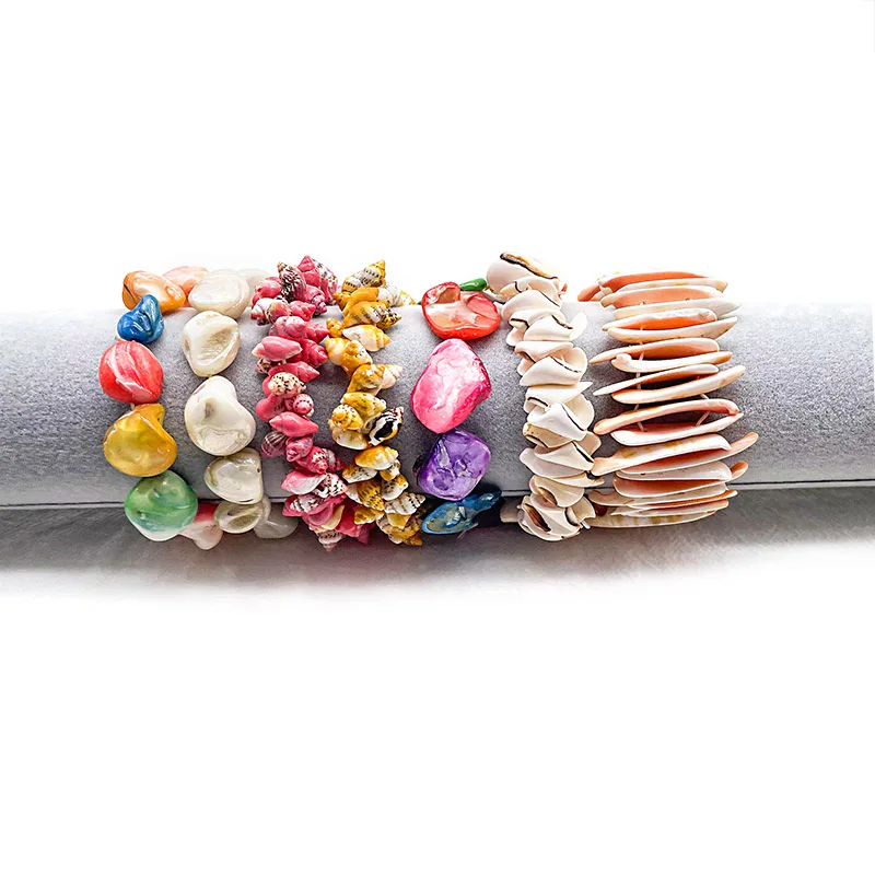 Colorful Shell Beaded Women's Bracelet Beach Holiday Handmade Elastic ...