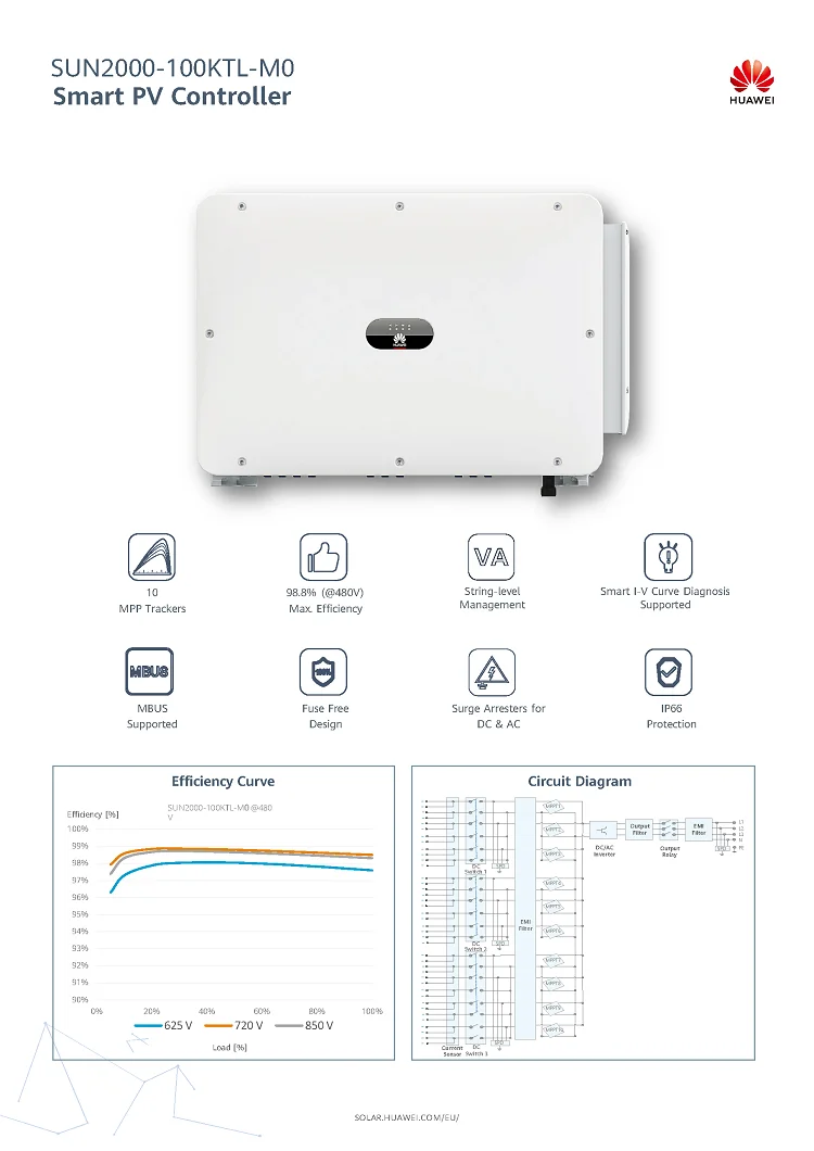 Onduleur Solaire Huawei Sun2000-100ktl-m0 Ip66 10 Mppt 100kw Pour Le ...