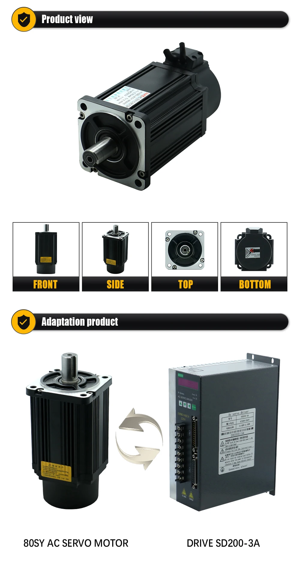 HLTNC 750W Servo Motor AC Servo Motor Kit 2.4N.M. 0.75KW Motor 80SY ...