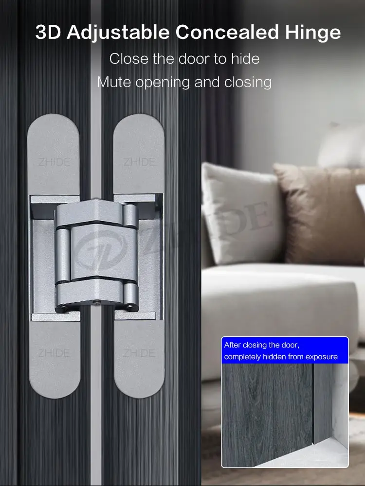 Hidden Hinge Black 3D Adjustable Invisible Door Hinges