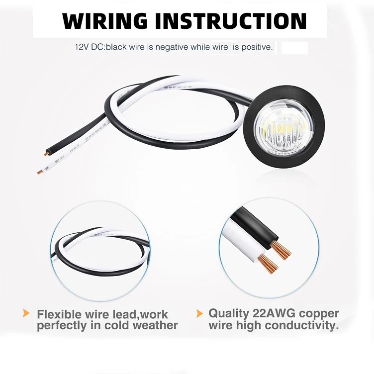 3/4 Inch Round LED Clearance Light - Universal Marker