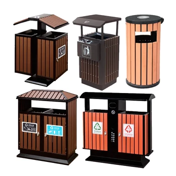 Public Outdoor Garden Street Wood Plastic Big Mini Dustbin Tray Garbage ...