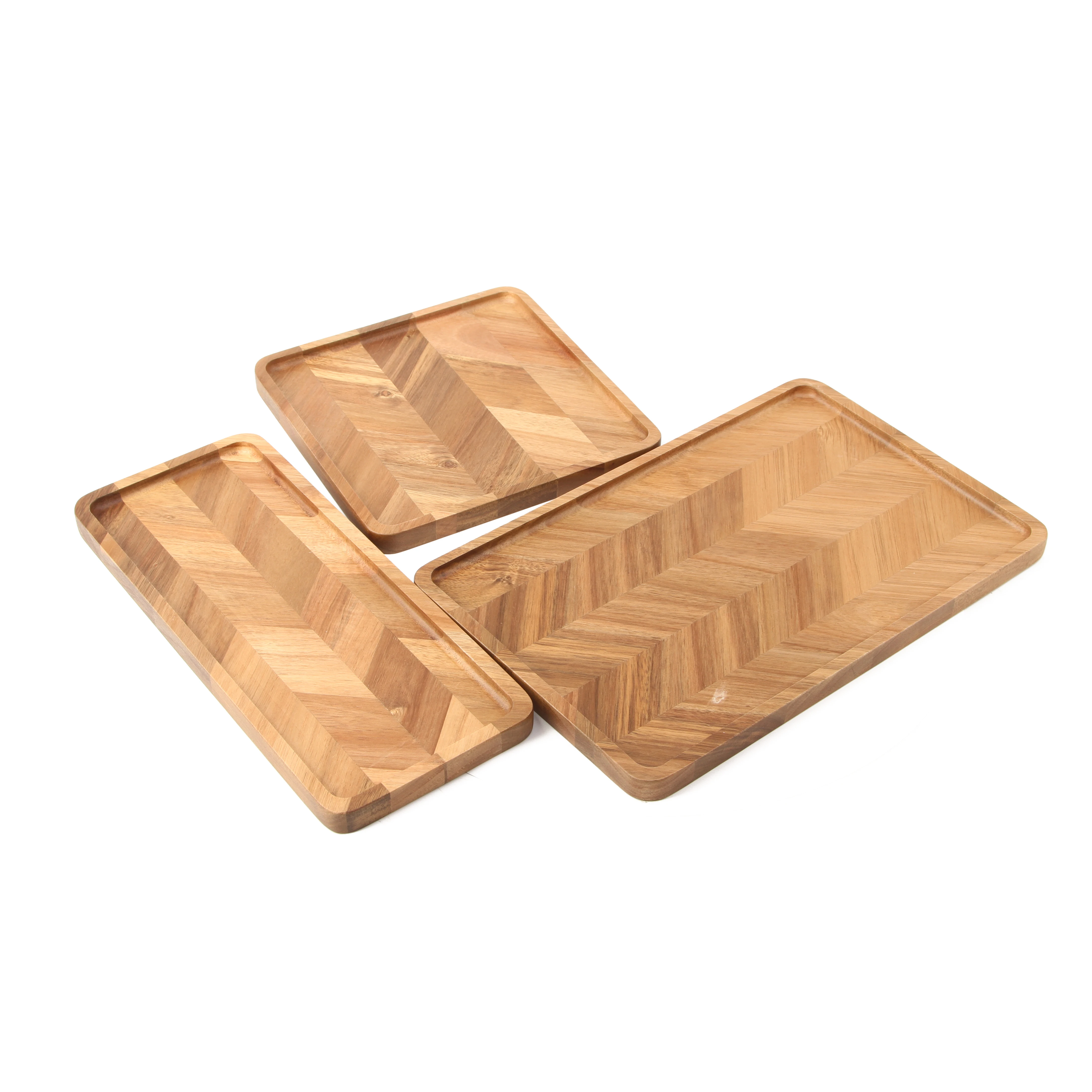 square Wooden Fish Bone Plate Dish Herringbone Serving Tray for Home ...
