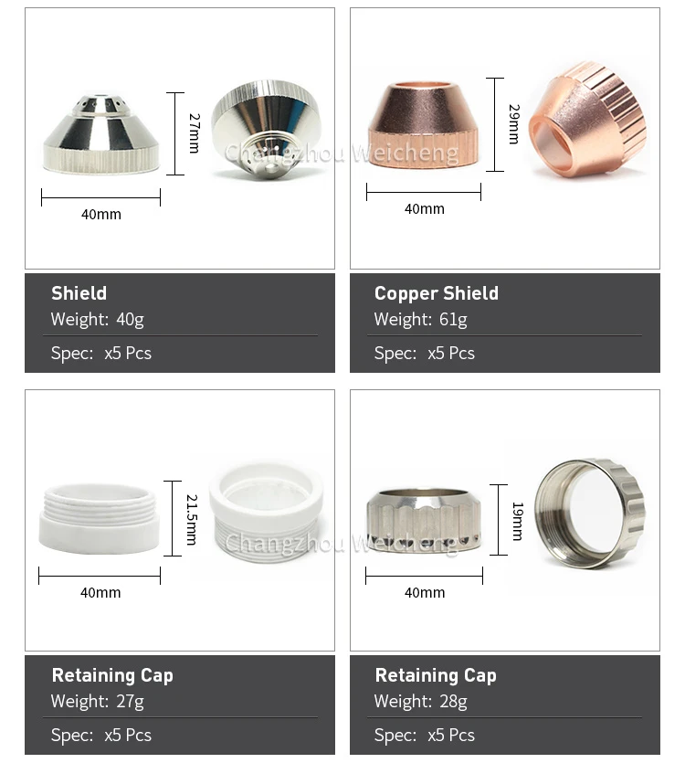 Plasma Cutting Electrode Nozzle Shield Retaining Cap Torch Parts