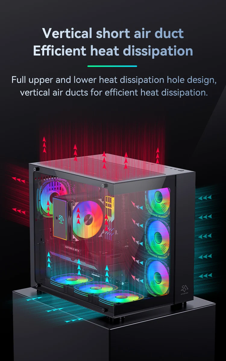 SNOWMAN ATX PC Case - White Gaming Desktop Tower with Tempered Glass ...