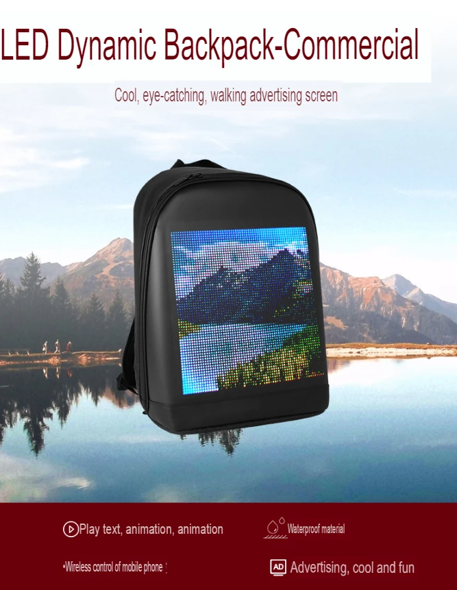 Light And Simple Shoulder Display Backpack Led Advertising Bag Outdoor ...