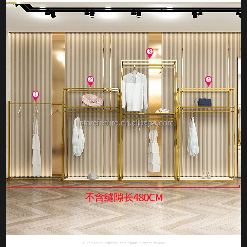 Luxurious Wall Mounted Shiny Gold Stainless Steel Rack