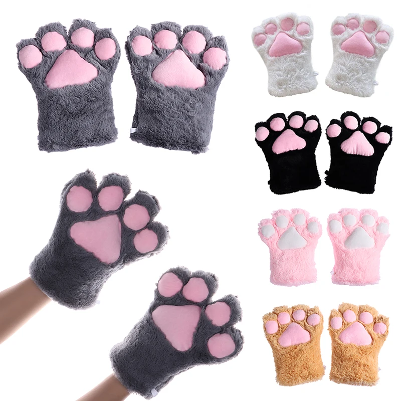 1pcs Women Girls Cute Cat Kitten Paw Claw Warm Gloves Mittens Soft ...
