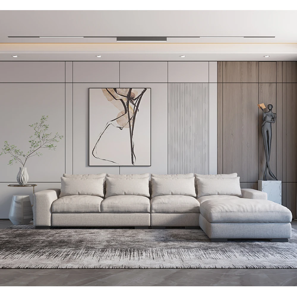 ATUNUS L Shape Corner Modular Sectional Sofa Set - Modern Linen Fabric