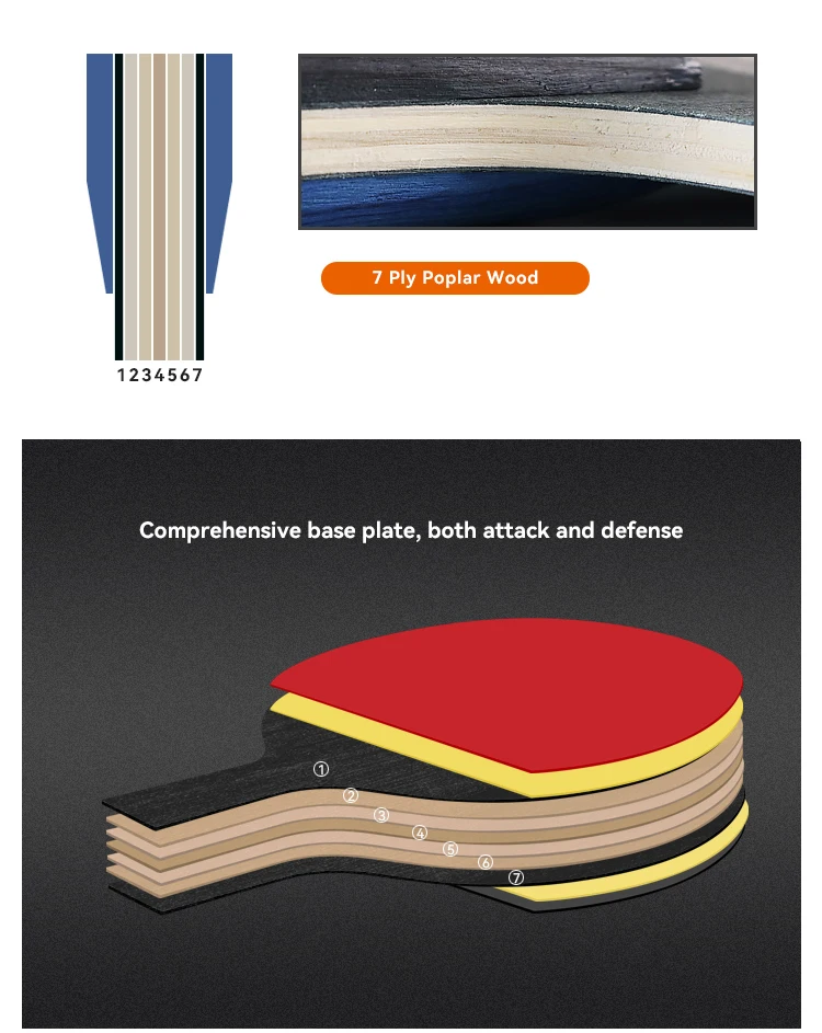 Boli A Pair Custom Professional Ping Pong Bat Set 3 Star Table Tennis ...