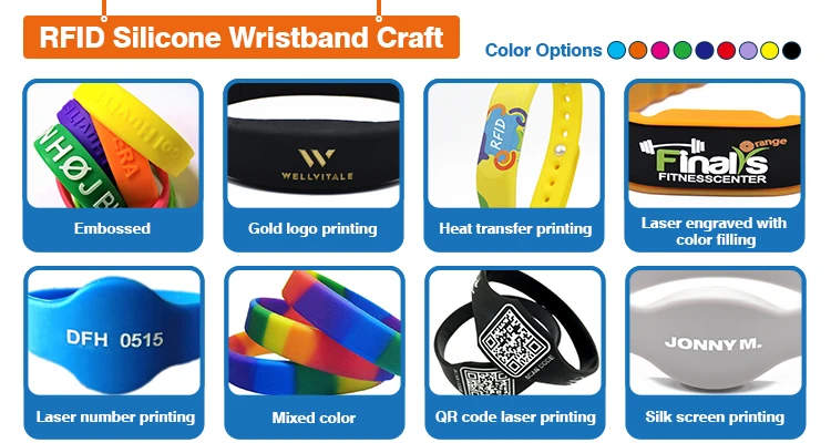ISO14443A 13.56mhz NFC Programmable RFID Silicone Wristband for Fitness Gym