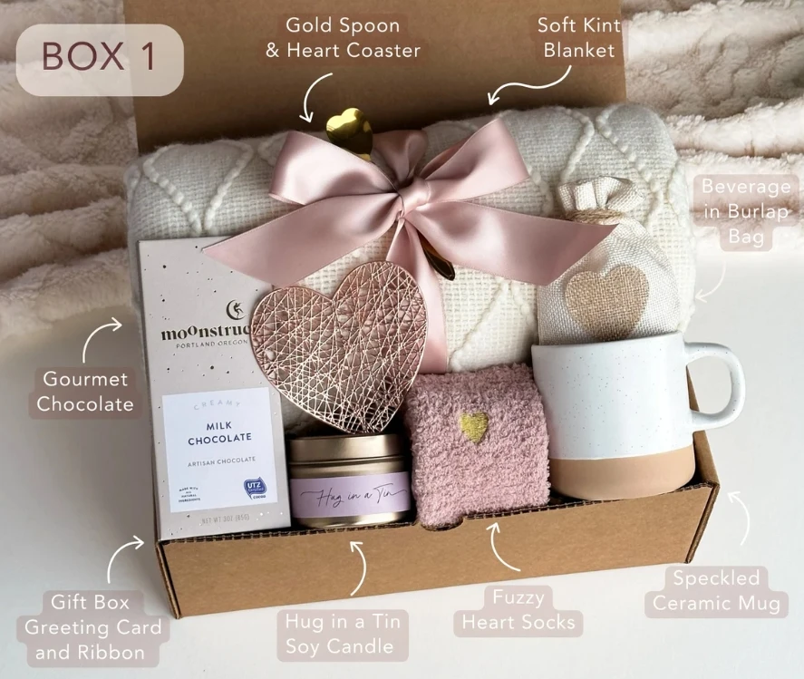 Classy Gift Basket Thanksgiving Self Care Cozy Blanket Promotional Women Gifts Set For Mom Her ...