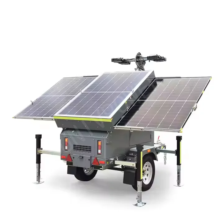 3 Solar Panel LED Lighting Tower Outdoor Industrial Use IP65 RGB Garden ...