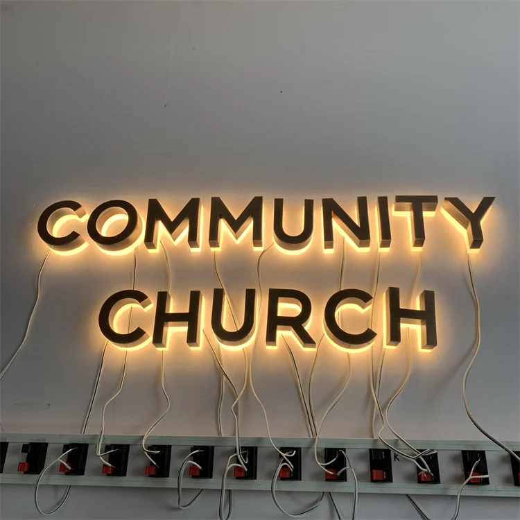 Custom Mirror Logo Back Lighted Signage Backlit Led Sign Brushed ...