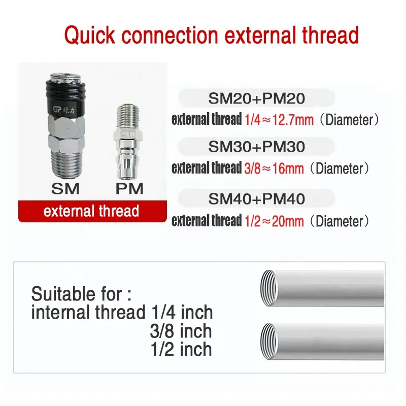 20ph Long Tail Quick Connector 8mm Hose Metal Pneumatic Joint Insert ...