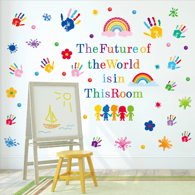 Custom Digital Paint Splash Handprint Wall Decal Teacher School Bedroom ...