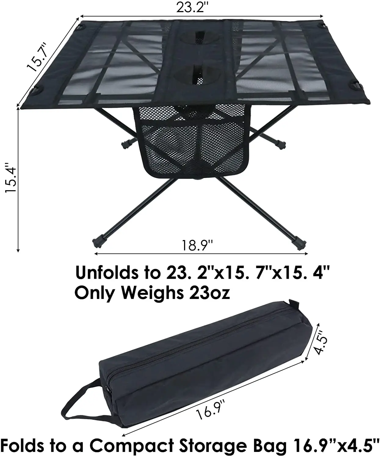 Portable Backpacking Table Compact Lightweight Small Folding Camp Table ...