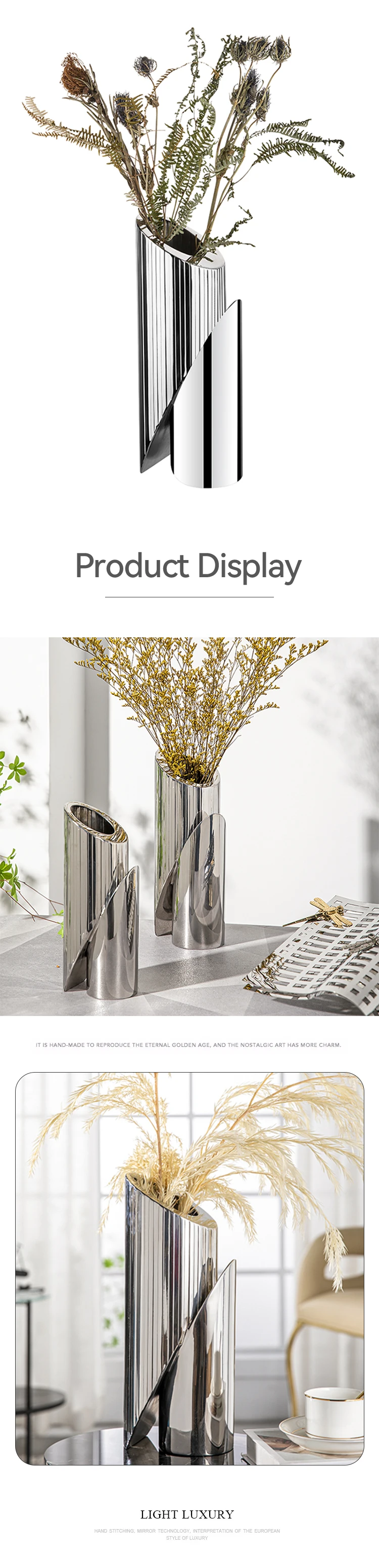 Luxury Silver Metal Vases - Perfect for Wedding Decor