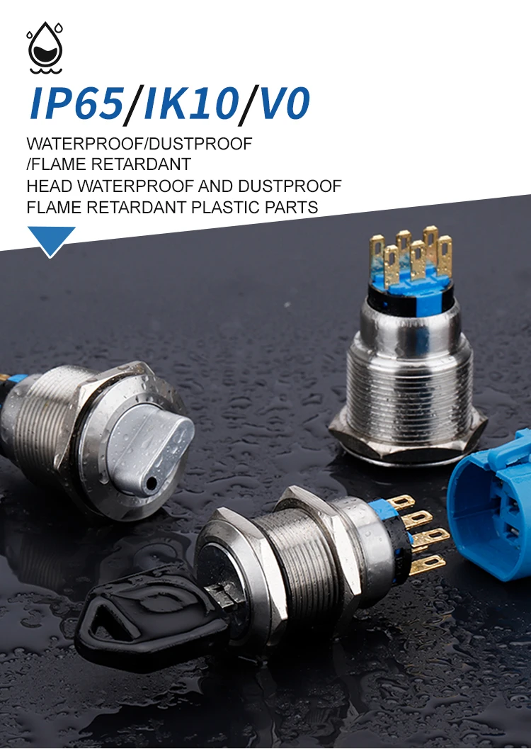 16mm Emergency Stop And Key Switch For Laser Machine Tubular Automotive ...