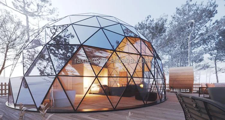 8m 10m Glass Glamping Dome House Luxury For Outdoor Hotels In Winter ...