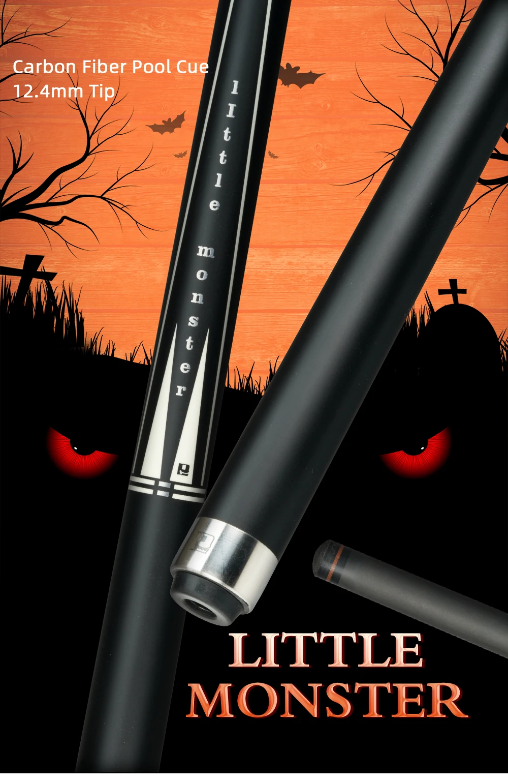 Little Monster Carbon Cue 12.4mm Tip 147cm Length Carbon Fiber Shaft 1/ ...