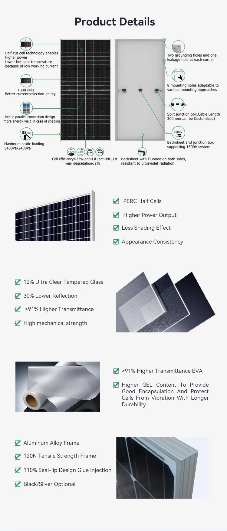 OEM Power 550W Flexible PERC Solar Panels Rollable Transparent Thin ...