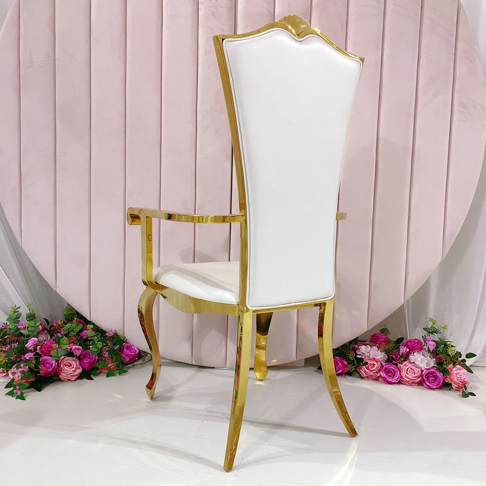 Modern Luxury Gold Leather Chair With Stainless Steel Armrest Throne ...