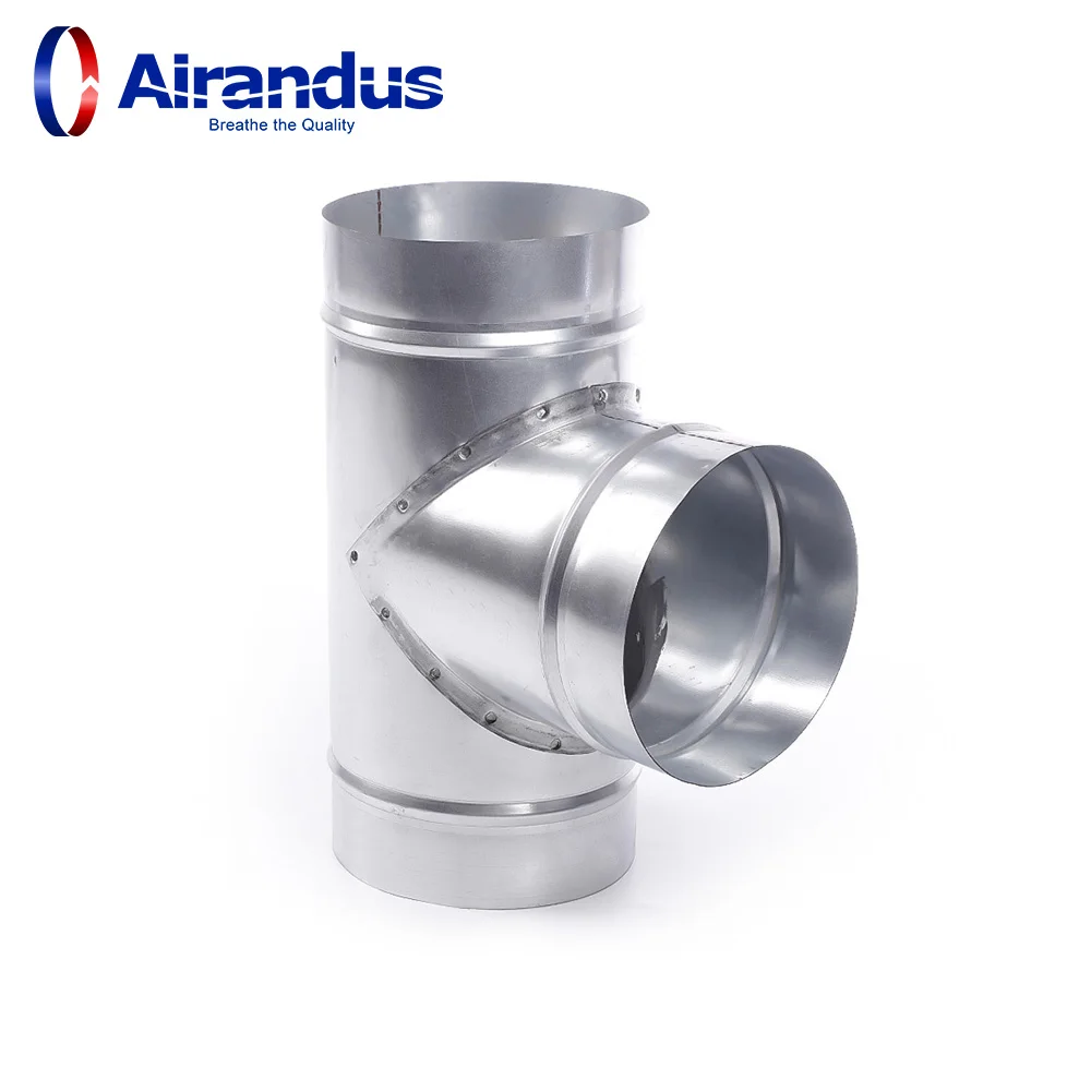High Quality Ventilation Air Duct Spiral Duct Fitting T Branch Duct T ...