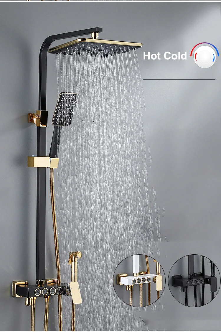 Luxury Brass Rose Gold Digital Wall Mounted Shower Set