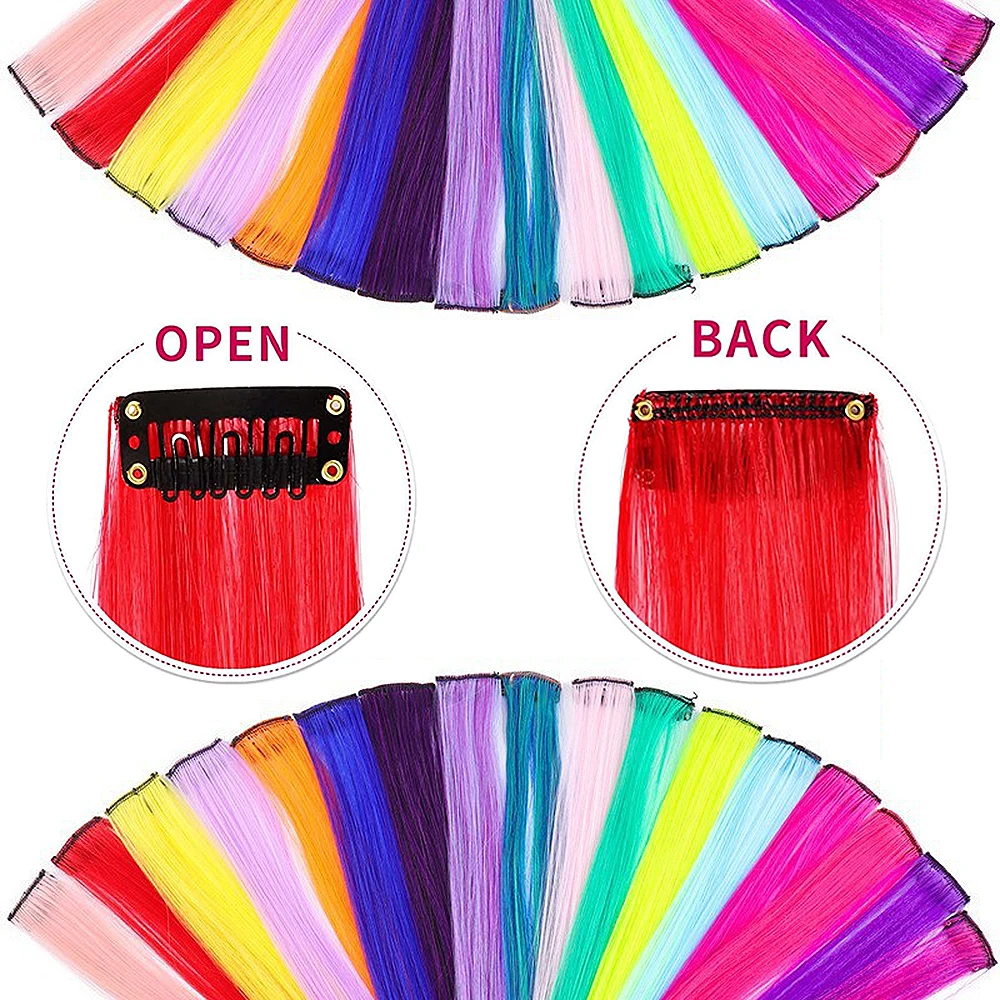 21colors Long Straight Hair Extensions One Clip In Highlight Rainbow ...