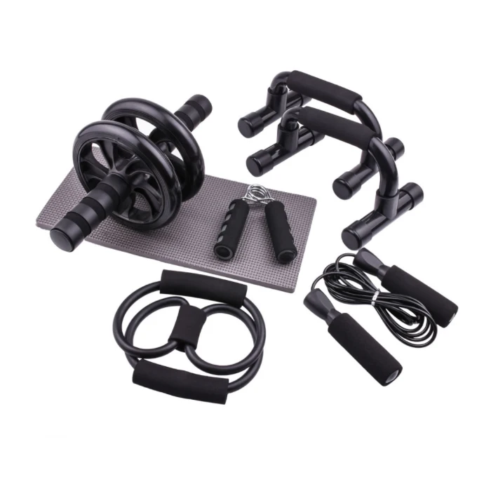 6 In 1 Ab Wheel Roller Kit With Push-up Bar Hand Gripper Jump Rope ...
