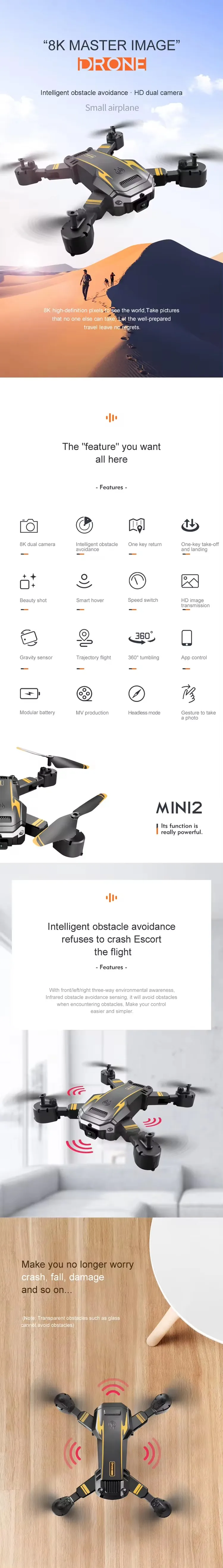 Hot Selling G6 Drone with Dual 4K Camera, Obstacle Avoidance, and 3.7V ...