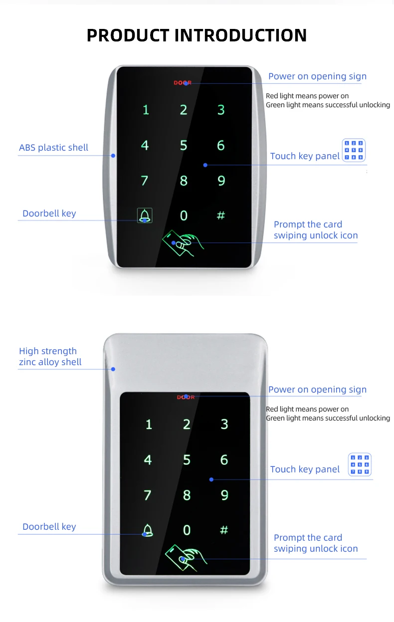 10000 Capacity Touch Keypad 125khz Rfid IP67 Password Door Access ...