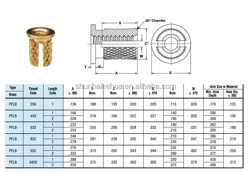 M4 M5 M6 Slotted Blind Insert Nut Copper Brass Bushing