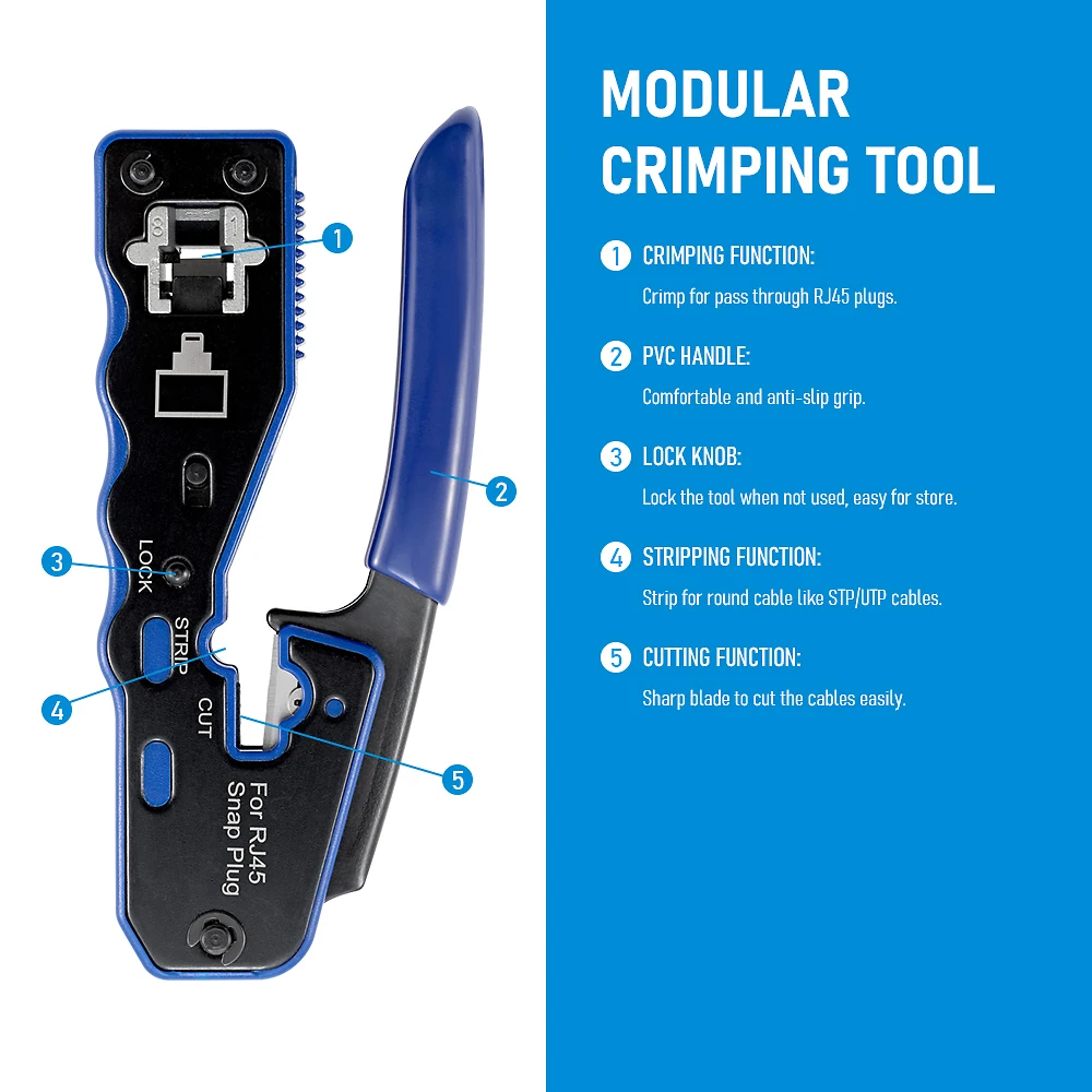 Easy Pass Through Cat6 Connector Crimper Pliers RJ45 Network Tools Lan ...