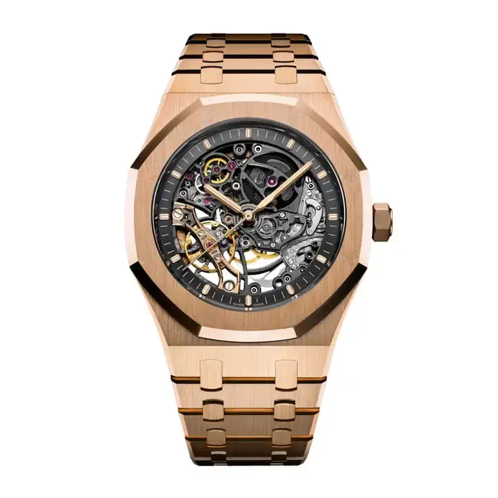 Stainless Steel Rose Gold Case - Automatic Mechanical Watch