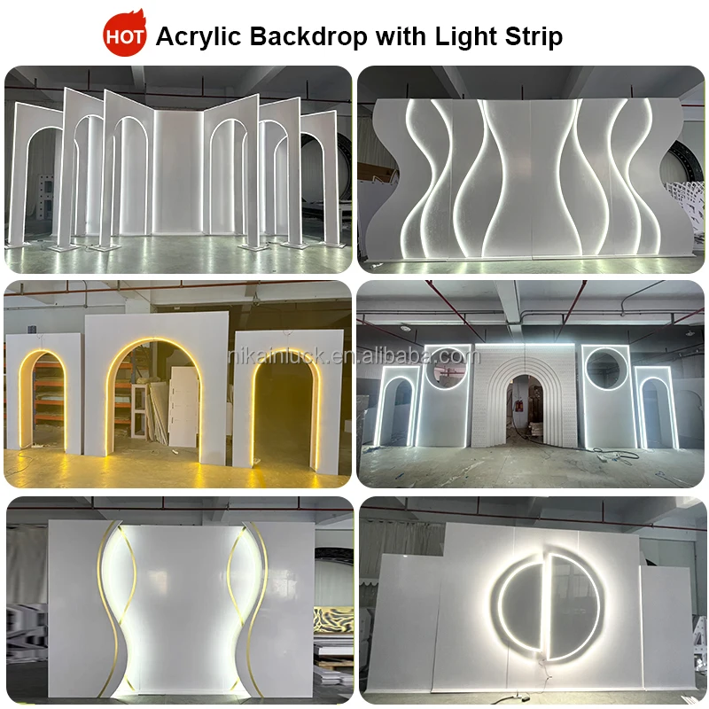 NIKA New Simple White Backdrop Board Wedding Stage LED Light up Acrylic ...